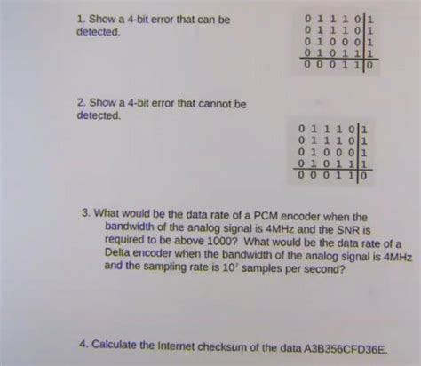 1 Show A 4 Bit Error That Can Be Detected 0111 011