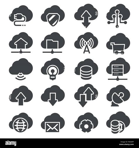 Vector Set Of Computer Cloud Related Gray Icons Stock Vector Image