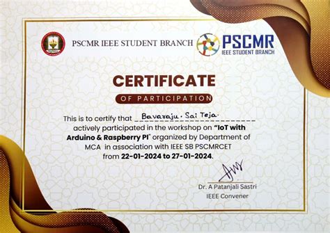 I Have Successfully Completed A Workshop On Iot With Arduino