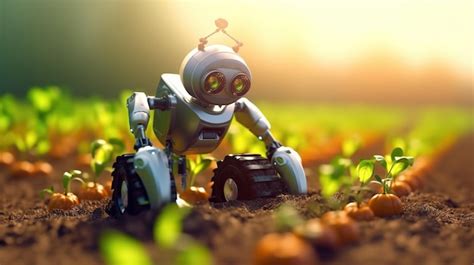 스마트 로봇 농부 개념 로봇 농부 미래의 미래 기술 Generative Ai 프리미엄 사진