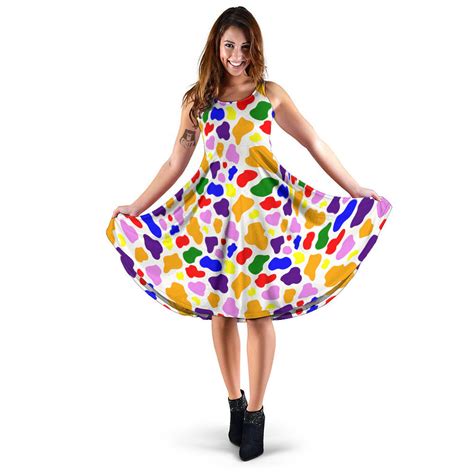 Rainbow Cow Print Pattern Dress
