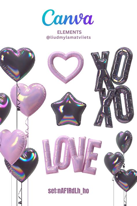 3d Balloon Holographic Love Elements