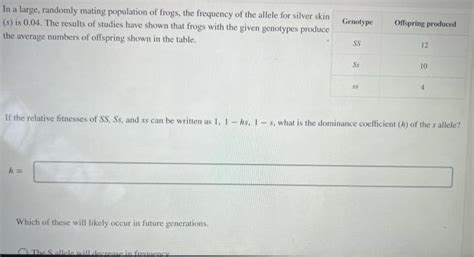 solved in a large randomly mating population of frogs the