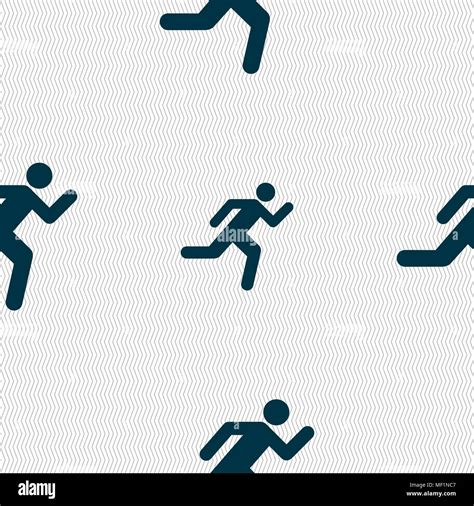 Running Man Icon Sign Seamless Pattern With Geometric Texture Vector Illustration Stock Vector