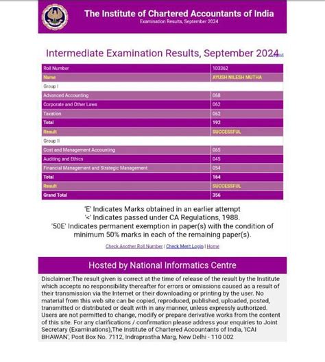 Ca Inter Results Exemption In 4 Subjects Ayush Mutha