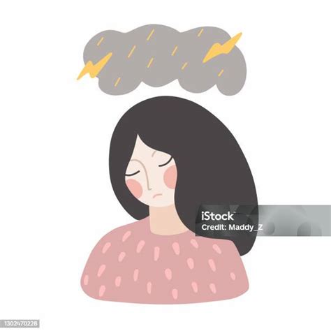 정신 장애 우울증 부정적인 생각 플랫 벡터 일러스트레이션 우울함에 대한 스톡 벡터 아트 및 기타 이미지 우울함 슬픔
