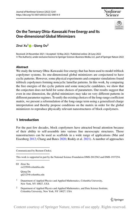 On The Ternary Ohta Kawasaki Free Energy And Its One Dimensional Global Minimizers