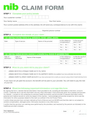 Nib Claim Form Printable Fill Out And Sign Printable PDF Template SignNow