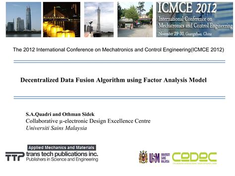 Decentralized Data Fusion Algorithm Using Factor Analysis Model Ppt