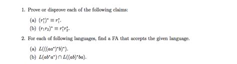 Solved Prove Or Disprove Each Of The Following Claims Chegg Com