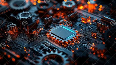 A 3d Abstract Icon Portraying Floating Gears And Cogs Symbolizing