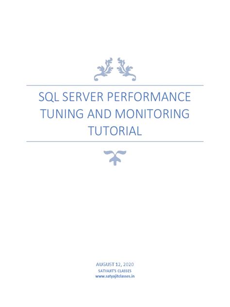 sql server performance tuning and monitoring tutorial pdf microsoft