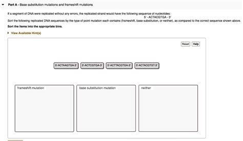 part a base substitution mutations and frameshift mutations segment of dna were replicated