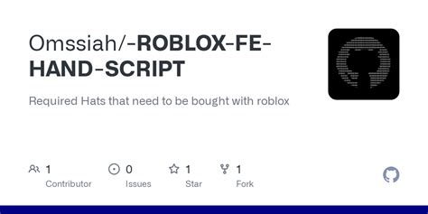 Github Omssiah Roblox Fe Hand Script Required Hats That Need To Be Bought With Roblox