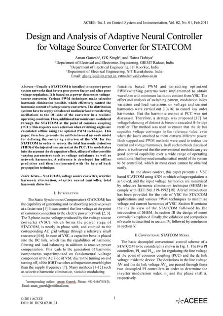 design and analysis of adaptive neural controller for voltage source