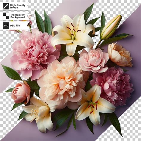 Psd букет цветов на прозрачном фоне Премиум Psd Файл