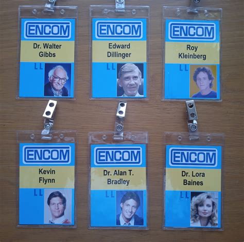 Tron Encom Employee Clip On Id Photo Pass Badge Set Prop Collection