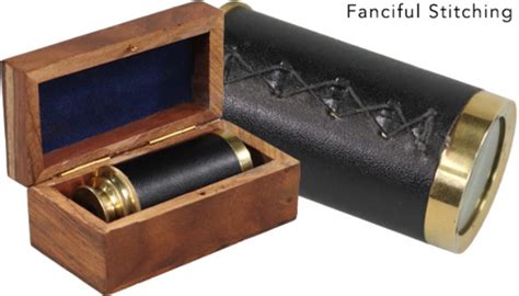 Nautical Brass Spyglass With Wooden Display Box Pulsetv