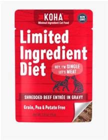 Koha Limited Ingredient Shredded Beef Entree In Gravy Cat Pouch