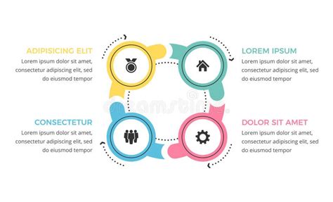 Circle Diagram Template Four Elements Stock Vector Illustration Of Graph Organization