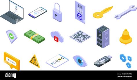 Multi Factor Authentication Icons Set Isometric Set Of Multi Factor
