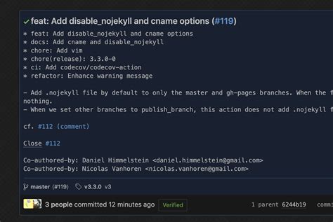feat add disable nojekyll and cname options · issue 112 · peaceiris actions gh pages · github