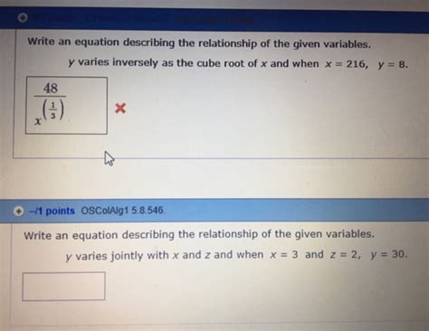 Solved Write An Equation Describing The Relationship Of The