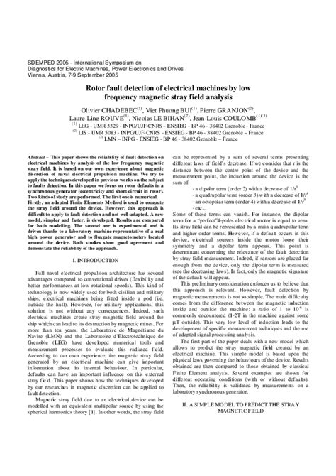Pdf Rotor Fault Detection Of Electrical Machines By Low Frequency