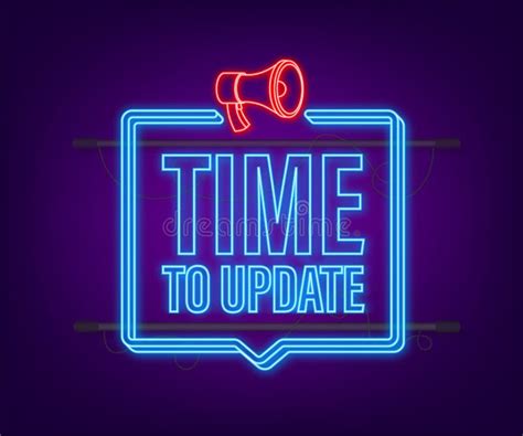 System Software Update Or Upgrade Banner New Update Time To Update Neon Icon Stock Vector