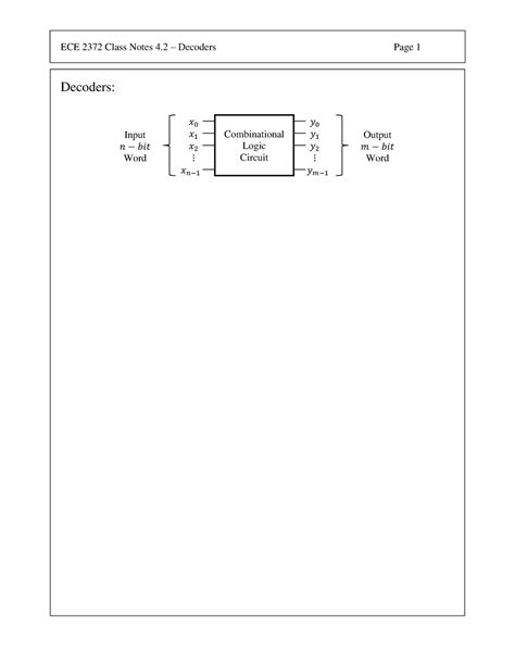ece 2372 class notes decoders decoders combinational logic circuit ý 0 ý 1 ý 2 ý Ā− ⋮ þ 0 þ