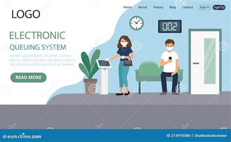electronic queuing system vector illustration flat style conceptual