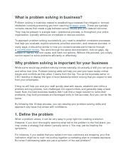 What Is Problem Solving In Business Docx What Is Problem Solving In Business Problem Solving