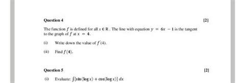 Question The Function F Is Defined For All XR The Line With Equat