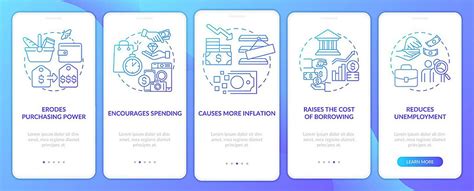 Inflation Impact Illustrated On Light Blue Onboarding Screen Of Mobile App Vector Application