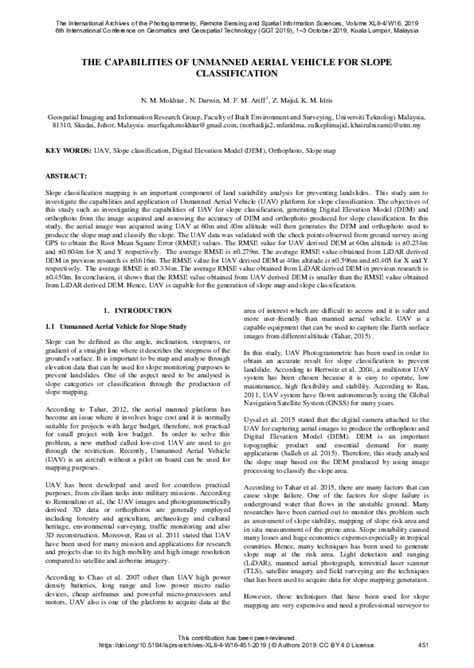 Pdf The Capabilities Of Unmanned Aerial Vehicle For Slope Classification