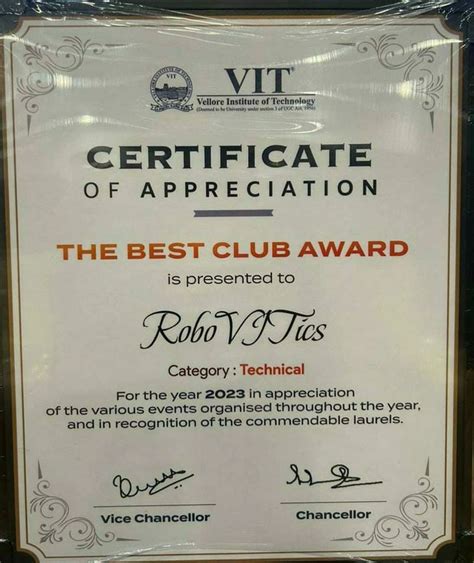 We Are Thrilled To Announce That Robovitics Has Been Awarded As The Best Technical Club 2023