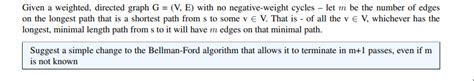 Solved Given A Weighted Directed Graph G V E With No Chegg