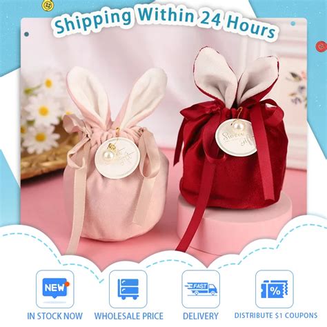 Бархатная сумка для конфет с ушками кролика Aliexpress