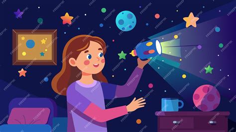 A Young Girl Holds A Diy Planetarium Projector Projecting A Colorful