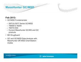 Agilent GC MSD And QTOF Agilent Technologies Life Sciences And Chemical PDF Catalogs