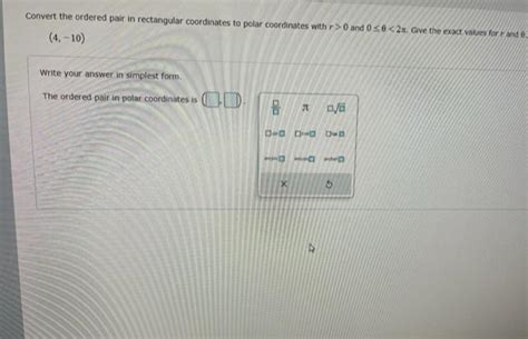 Solved Convert The Ordered Pair In Rectangular Coordinates
