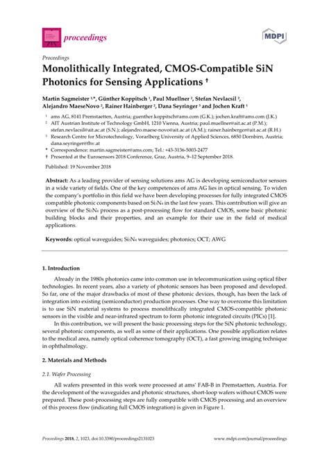 Pdf Monolithically Integrated Cmos Compatible Sin Photonics For