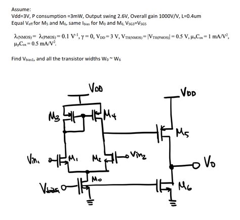 Solved Assume Vdd 3V P Consumption 3mW Output Swing Chegg Com
