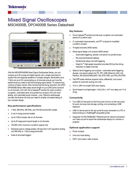 Mso4104b L Mso4000b Datasheet Mso4000b Tektronix Pdf Mixed Signal Oscilloscopes Tektronix
