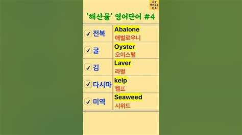 자주먹는 해산물 영어단어로 알고드세요 매일 5개 한눈에 저절로 암기 Youtube
