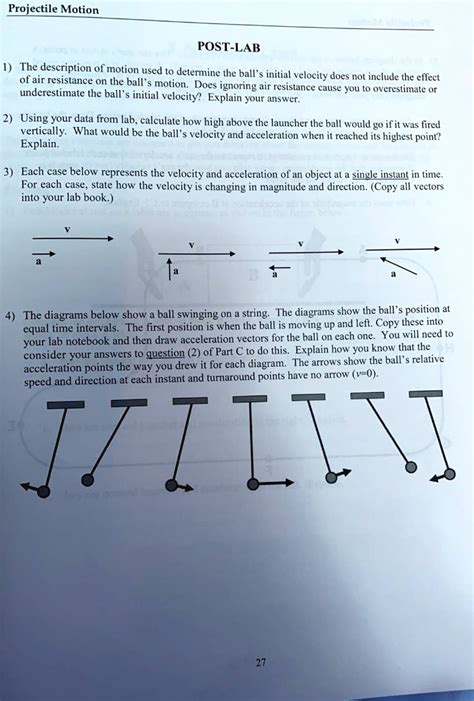SOLVED Use Cm S For The Initial Velocity Projectile Motion POST LAB The Description Of
