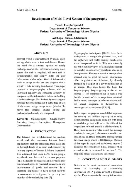 Pdf Development Of Multi Level System Of Steganography