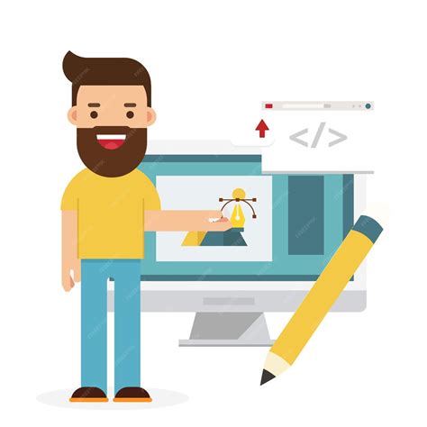 Premium Vector Web Design Concept In Modern Flat Design Men Designer