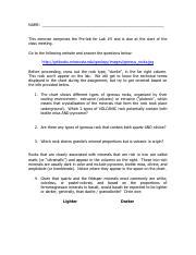 ESCI Fall Pre Lab D Igneous Rocks Pdf NAME This Exercise Comprises The Pre Lab For