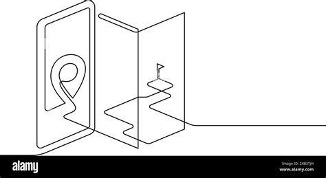 Location Tracking Delivery On Smart Phone Graphic One Line Drawing